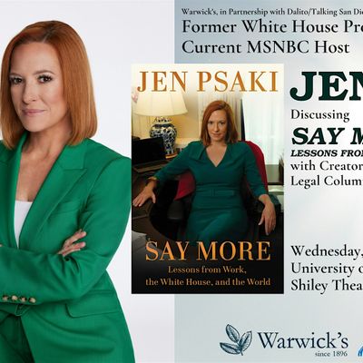 Jen Psaki discussing SAY MORE with Harry Litman, Shiley Theatre ...