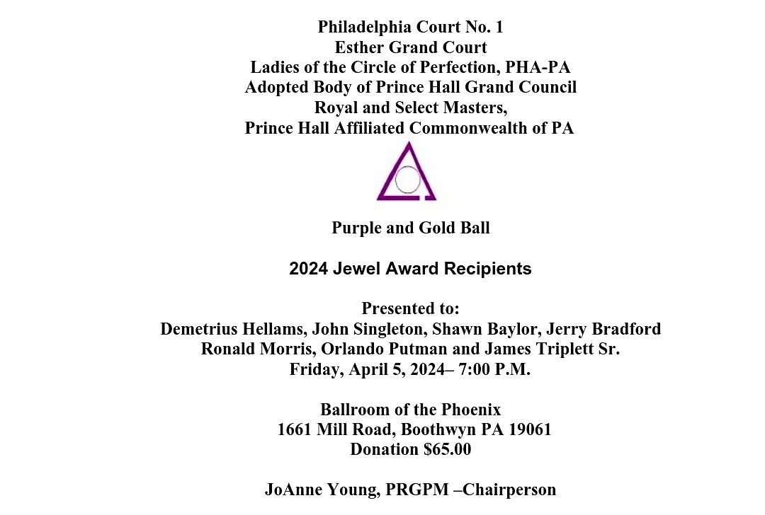 Purple And Gold BALL, Ballroom of the Phoenix, Boothwyn, 5 April 2024 ...