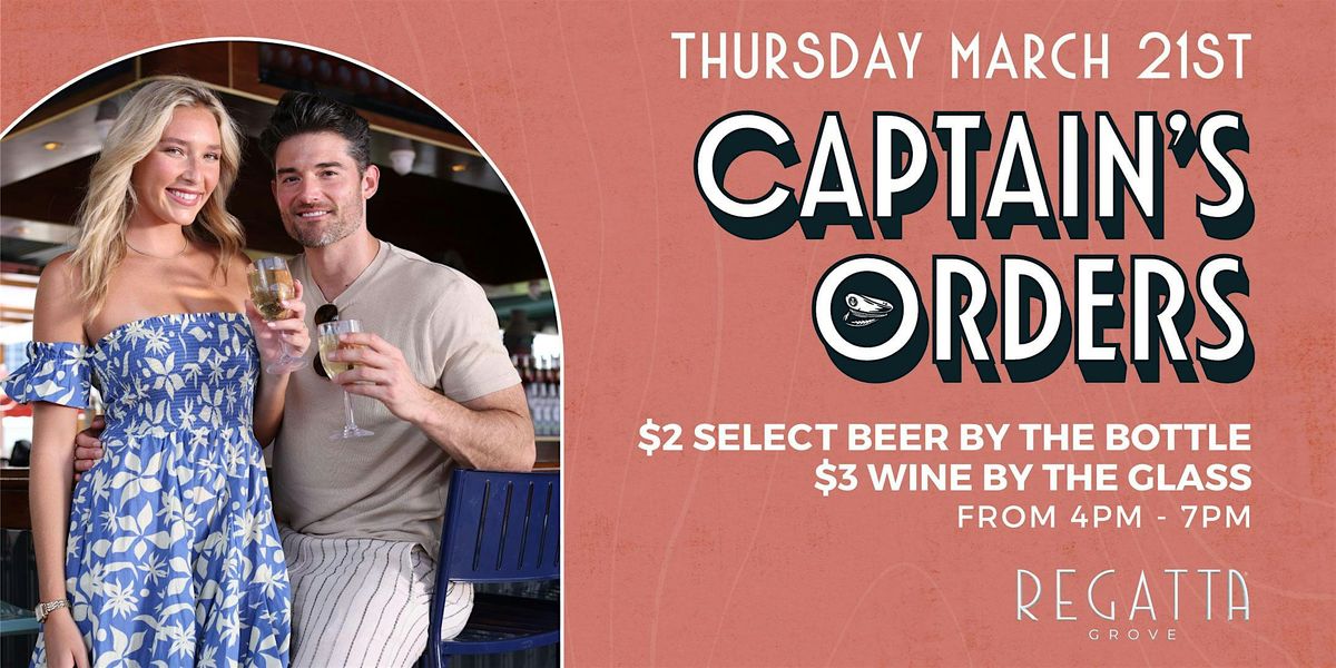 Captains Orders at Regatta Grove, Regatta Grove, Miami, 21 March to 22 ...