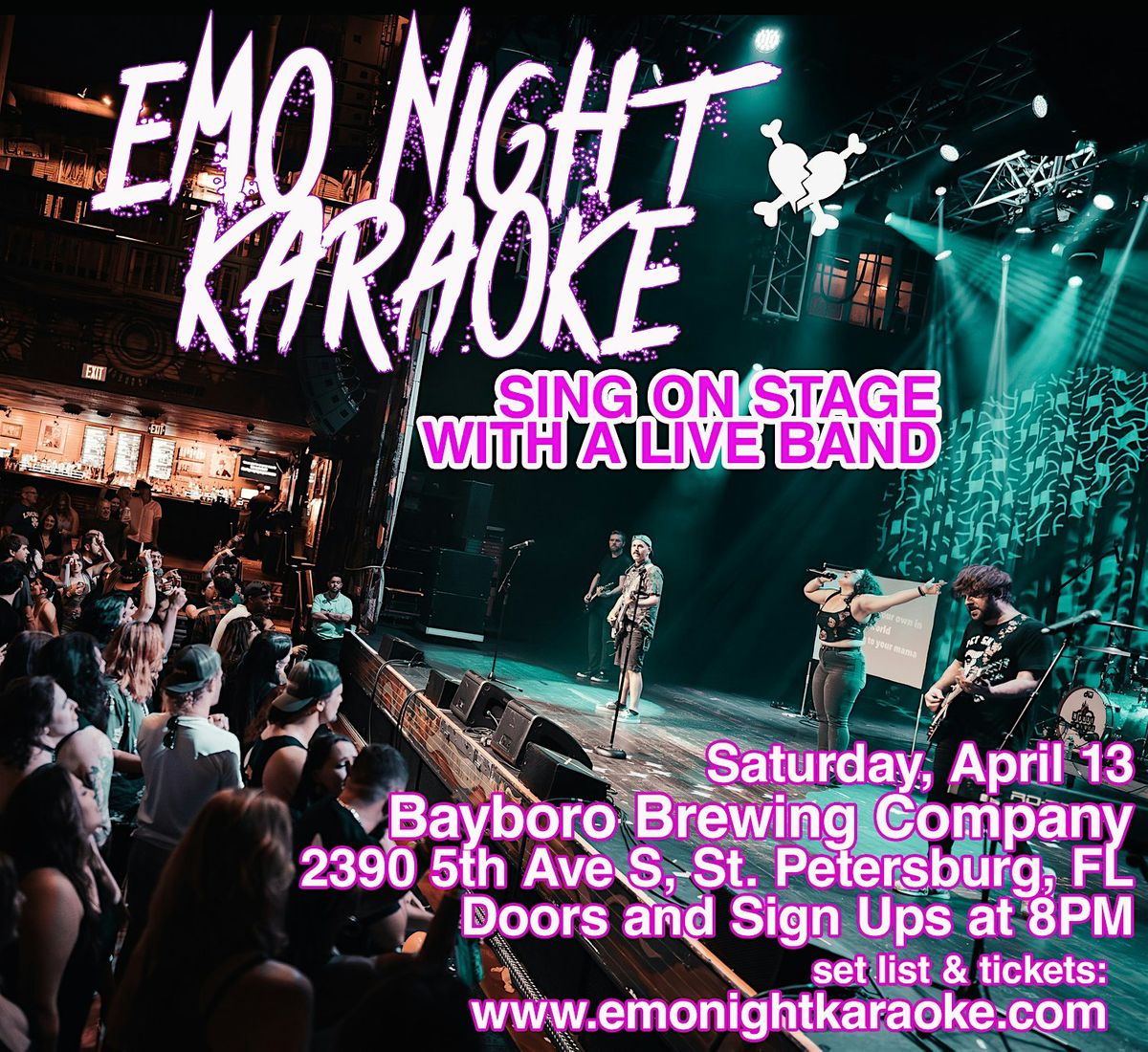 Sing Along with EMO NIGHT KARAOKE Live Band | April 13th, Bayboro Brewing Co, St. Petersburg, 13 ...
