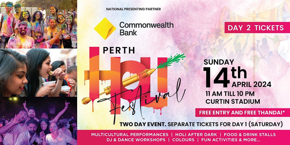 Holi Festival Perth - 7th April 2024 - FREE Entry & Thandai**, Ozone ...