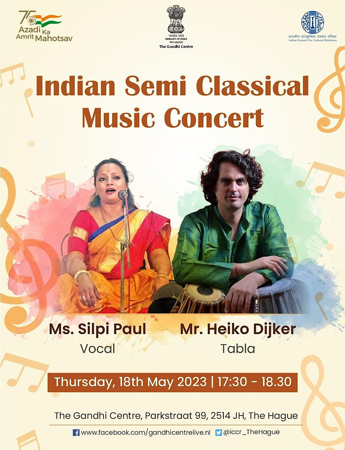 Indian Semi Classical Music Concert, Gandhi Centre, The Hague, 18 May ...