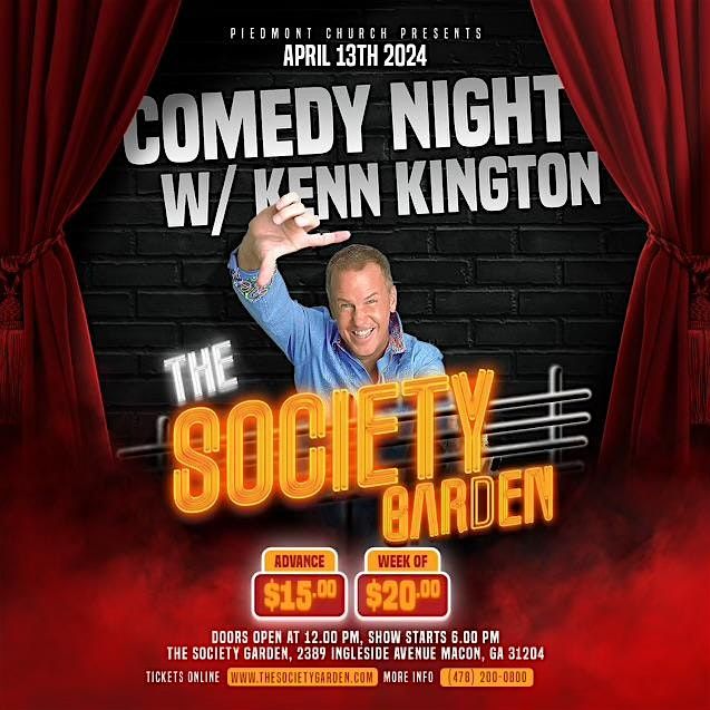 Comedy Night with Kenn Kington, The Society Garden, Macon, 13 April ...