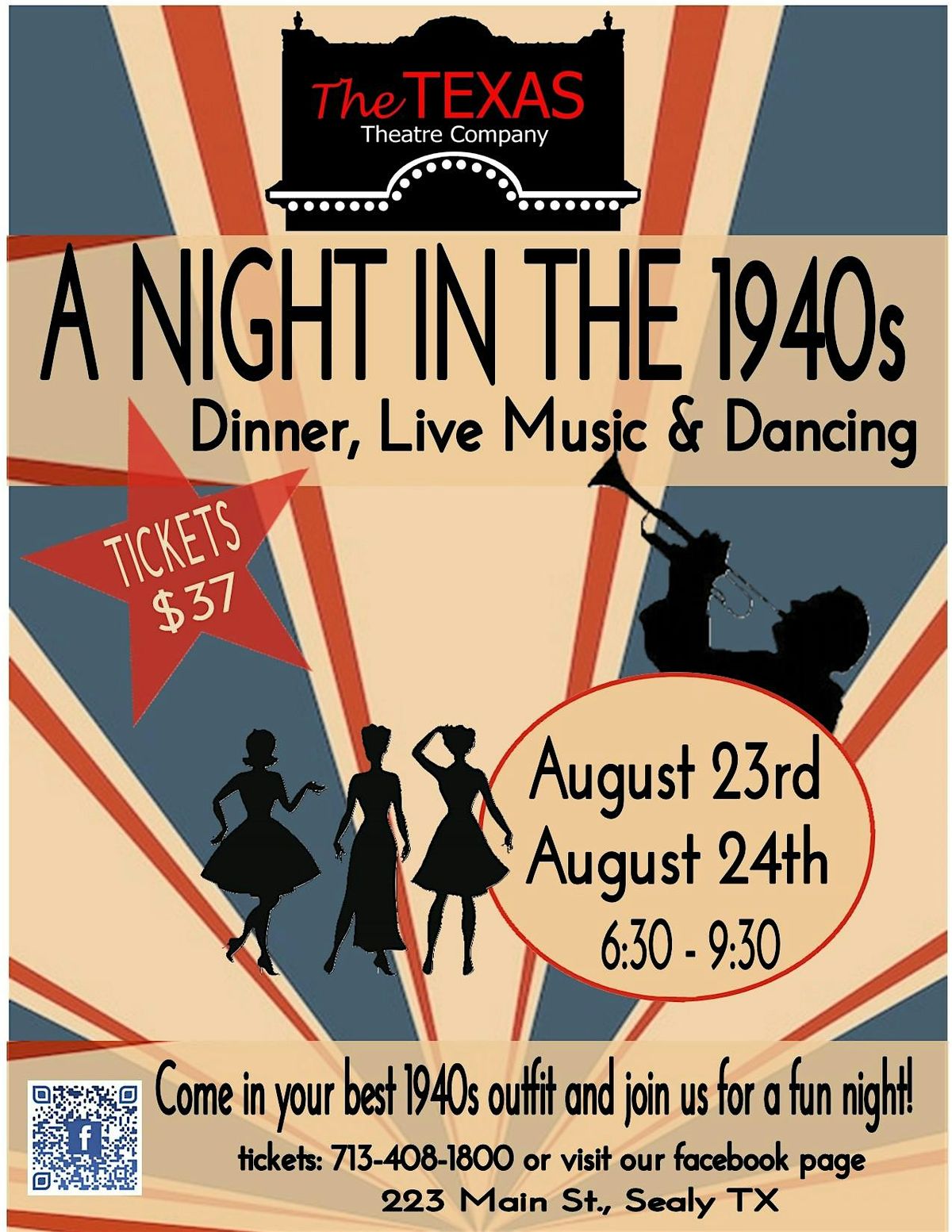 A NIGHT IN THE 1940s, The Texas Theatre Company, Sealy, 23 August to 24 ...