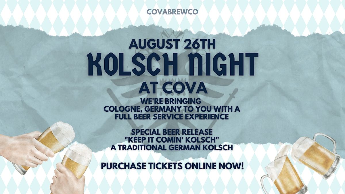 Traditional Kolsch Night, COVA Brewing Company, Norfolk, 26 August 2023 ... Traditional Kolsch Night, COVA Brewing Company, Norfolk, 26 August 2023 ...