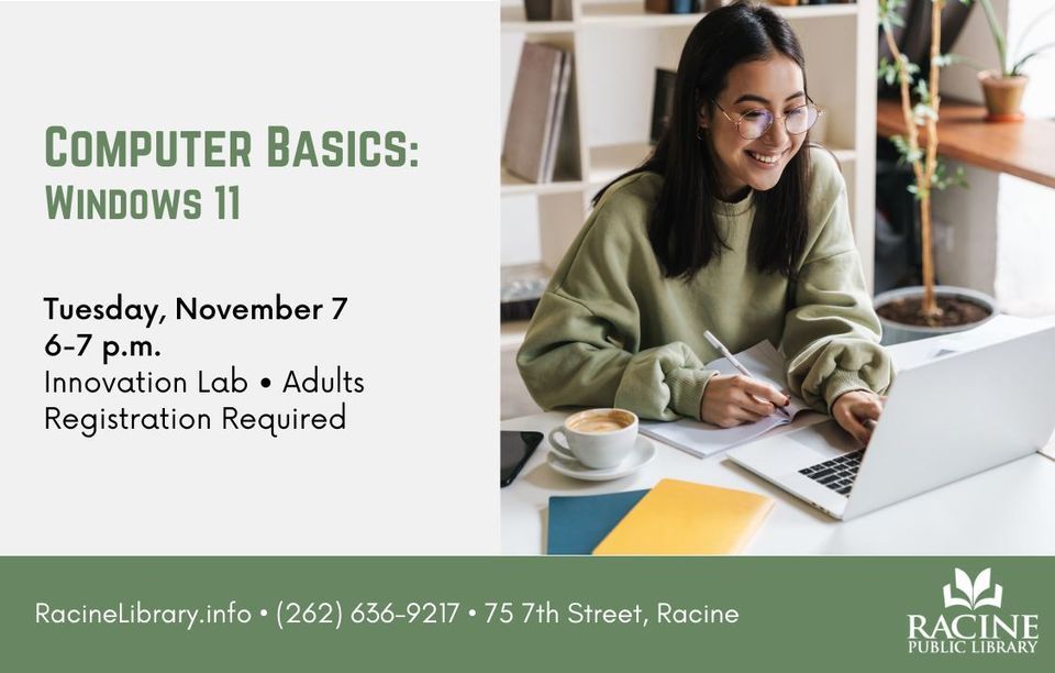 Computer Basics: Windows 11, Racine Public Library, 7 November 2023 | AllEvents.in