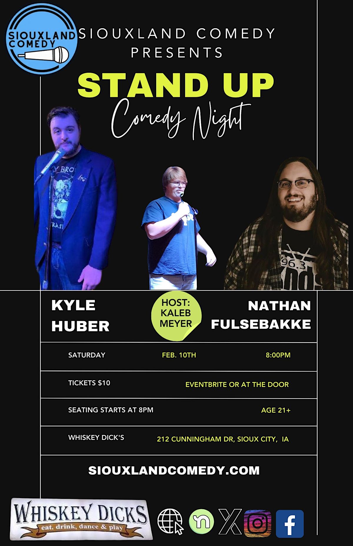 Comedy Night W/ Kyle Huber & Nathan Fulsebakke, Whiskey Dicks Bar ...