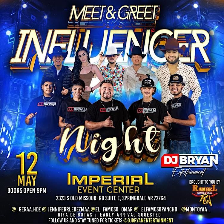 Meet & Greet Influencer Night, Imperial Event Center, Springdale, 12 ...
