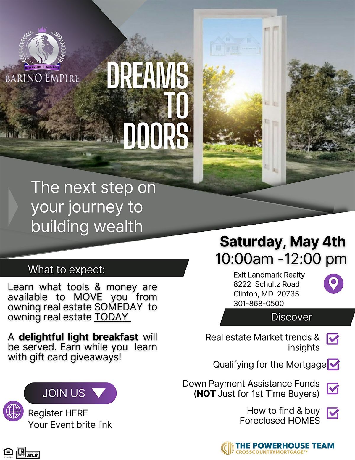 DREAMS to DOORS, EXIT Landmark Realty, Clinton, 4 May 2024 | AllEvents.in