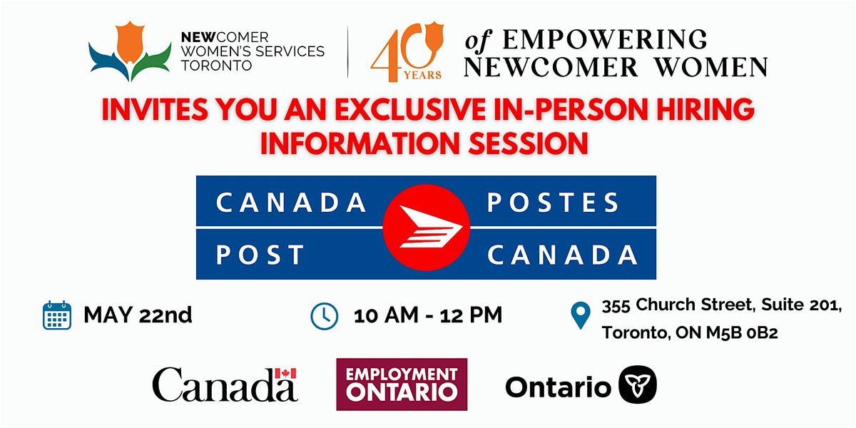 Hiring Information Session with Canada Post, Newcomer Women's Services ...