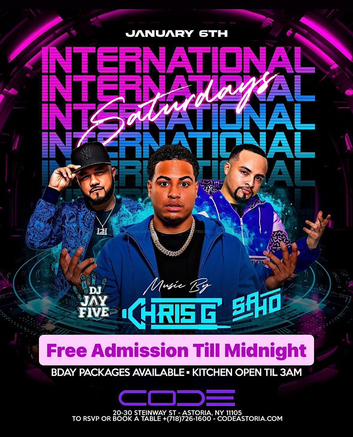 International Saturdays New Years Eve Hangover At Code Astoria, Code ...