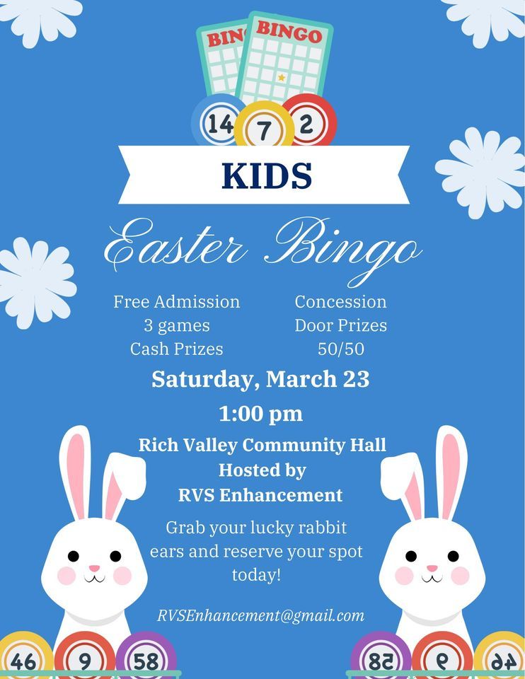 Kids Easter Bingo, Rich Valley Community Hall Association, Onoway, 23 ...