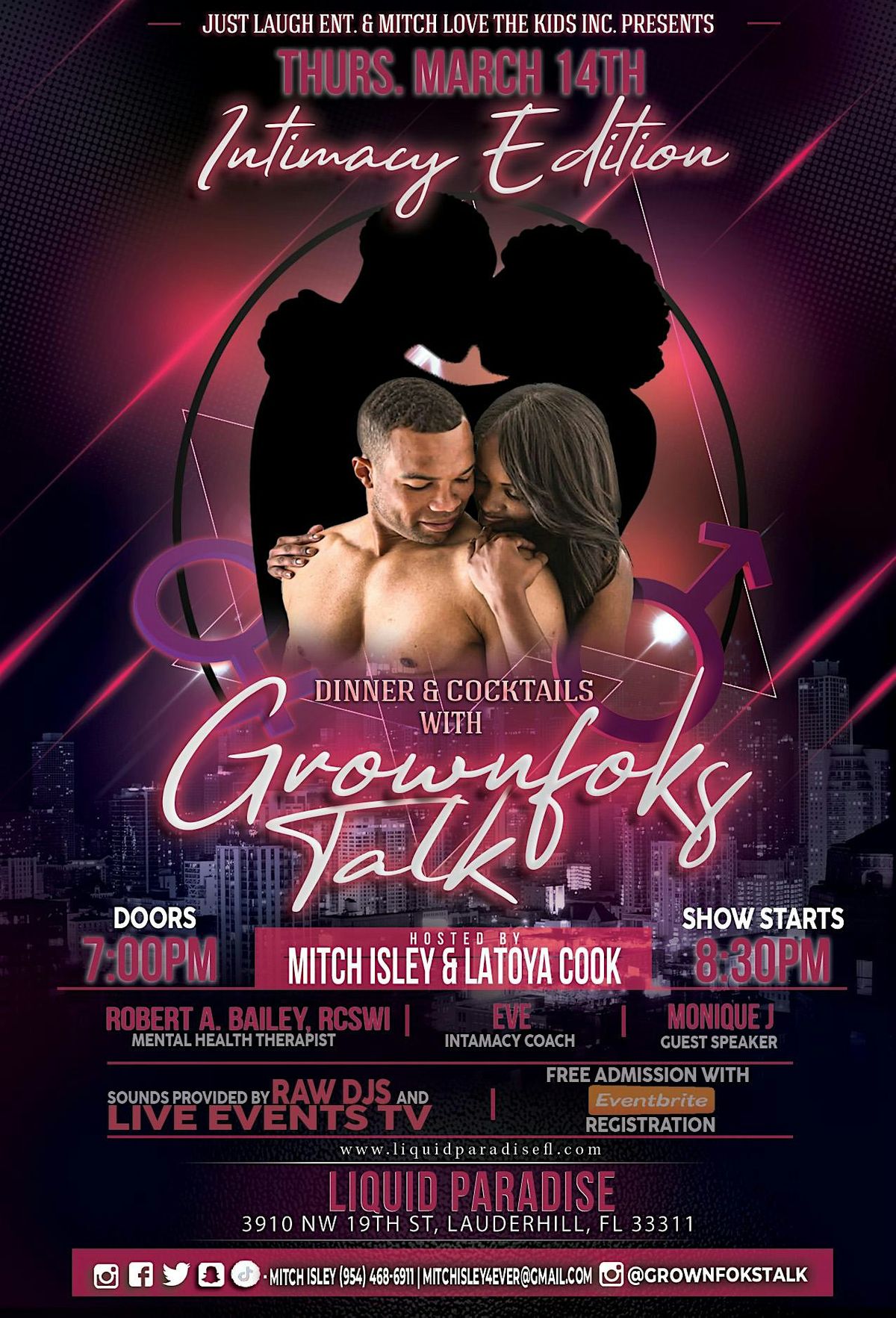 Dinner and Cocktails with Grown Foks Talk Intimacy/ Sex Therapy Edition, Liquid Paradise Bar ...