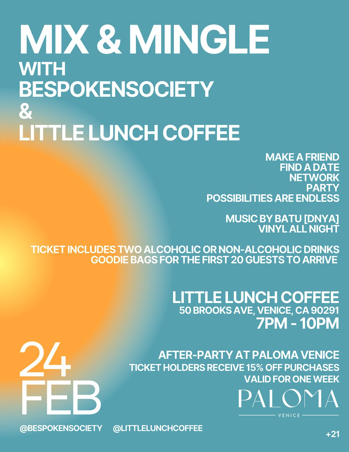 MIX & MINGLE with BeSpokenSociety x Little Lunch Coffee, little lunch ...