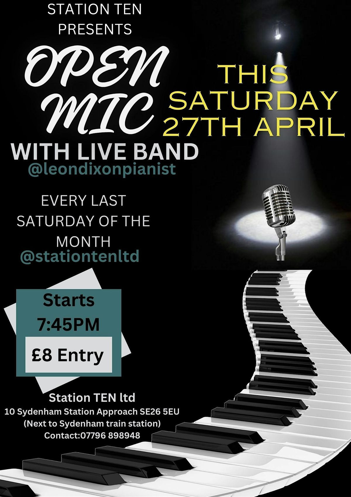 Open mic with live band, Station Ten, London, 27 April 2024 | AllEvents