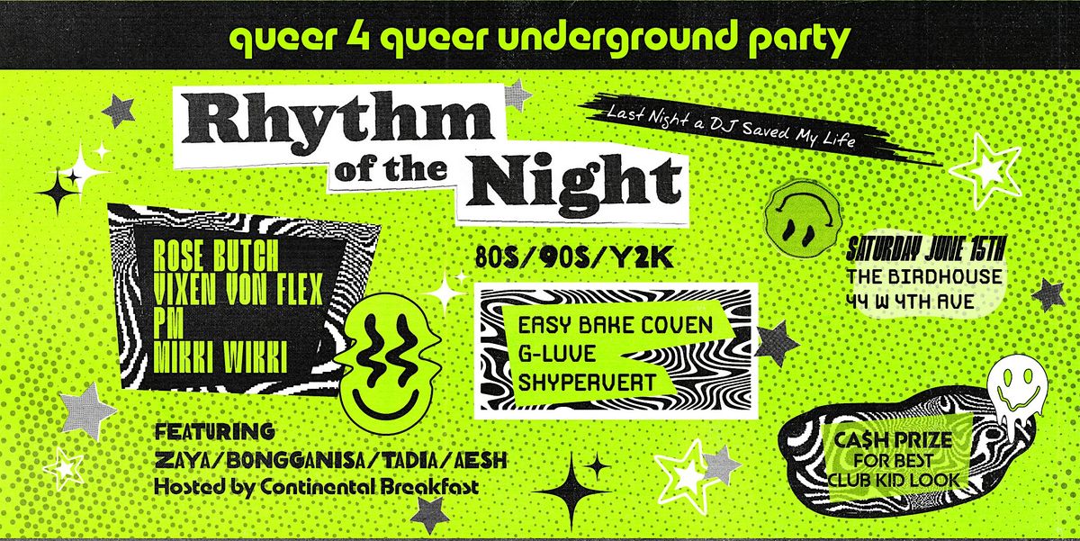 RHyTHM oF THE NiGHT // queer 4 queer dance party, The Birdhouse, Vancouver, 15 June to 16 June ...