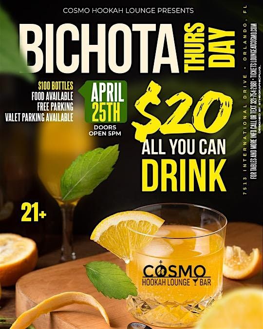 Bichota Thursdays - Cosmo Lounge, Cosmo Lounge, Orlando, 25 April to 26 ...