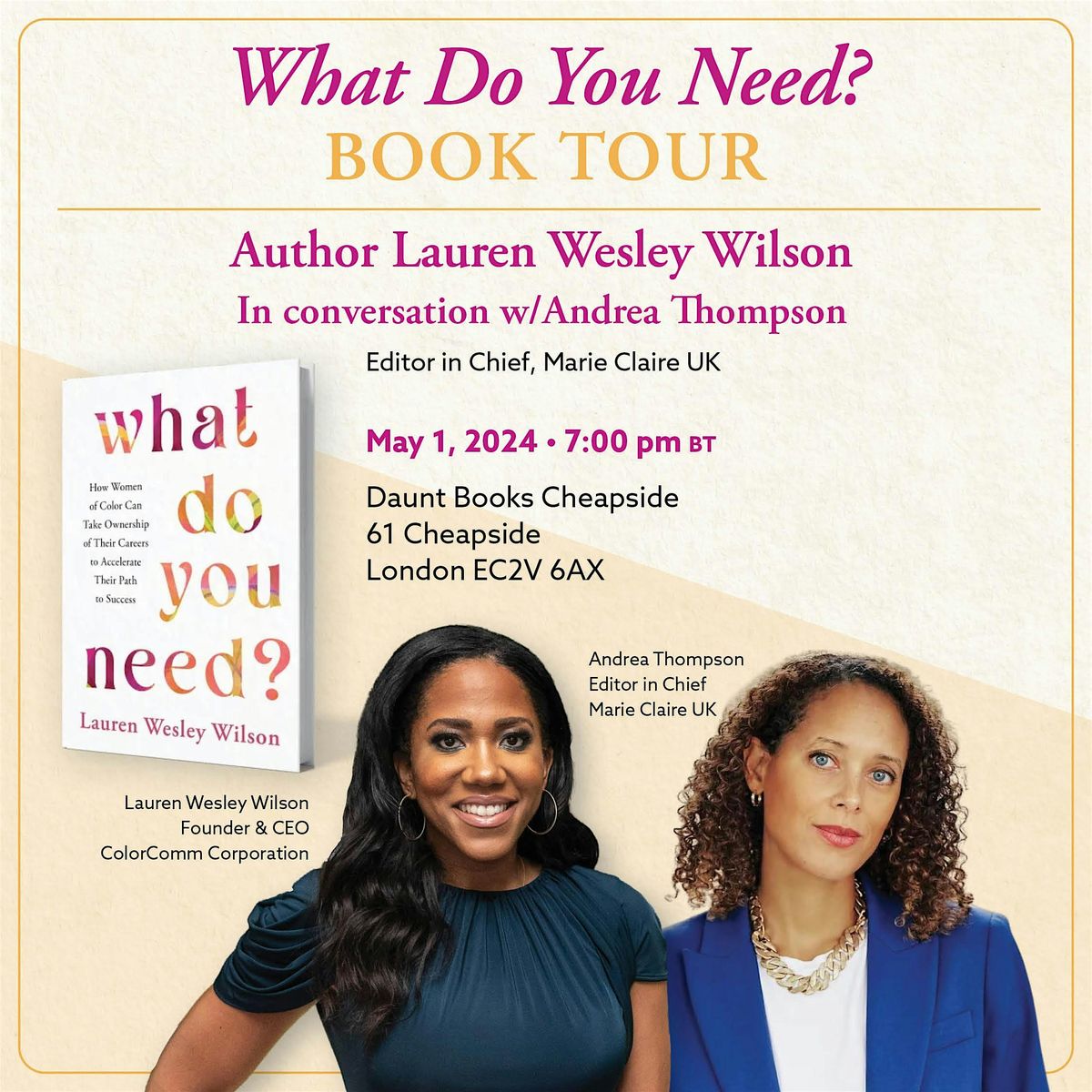 What Do You Need Book Tour: London, Daunt Books, London, 1 May 2024 ...