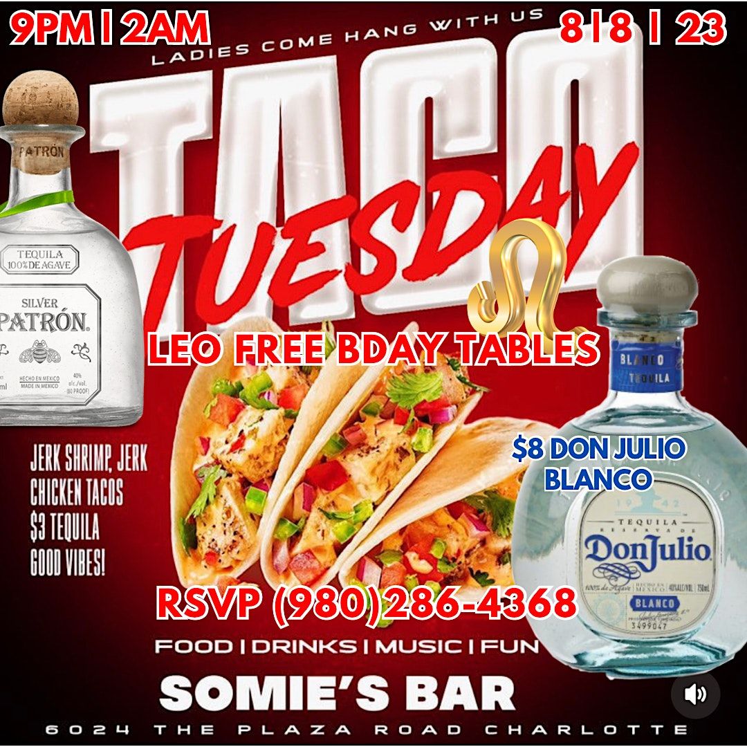 Ladies Night Taco Tuesday, Somie’s Bar & Kitchen, Charlotte, 12 ...