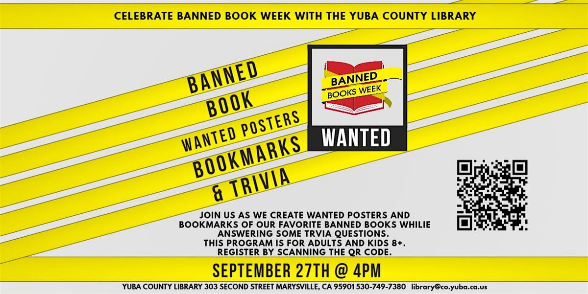Banned Book Wanted Posters, Bookmarks, & Trivia, Yuba County Library ...