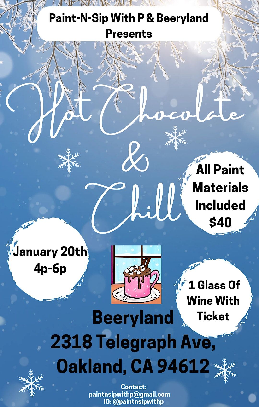 Hot Chocolate & Chill Paint-N-Sip, Beeryland , Oakland, 20 January 2024 ...