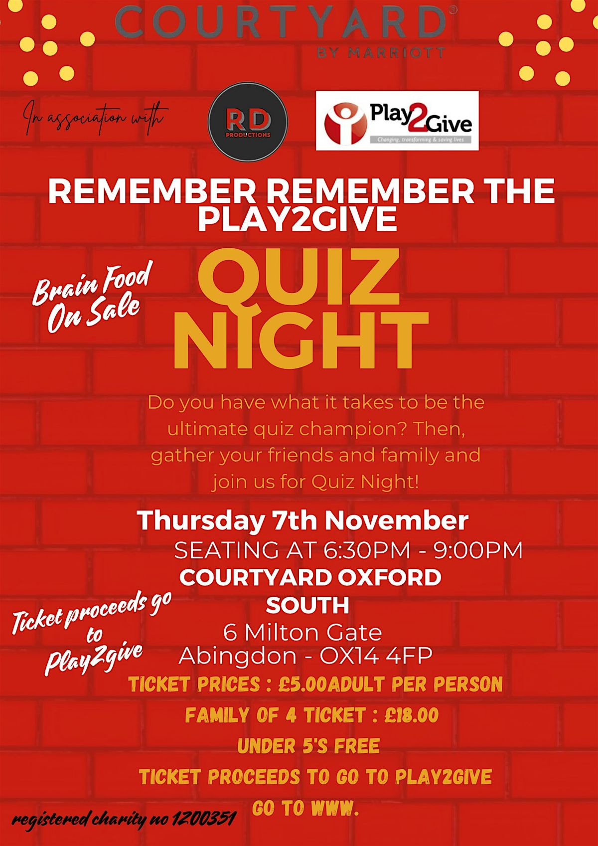 Quiz Night, Courtyard by Marriott Oxford South, Milton, 7 November 2024 ...
