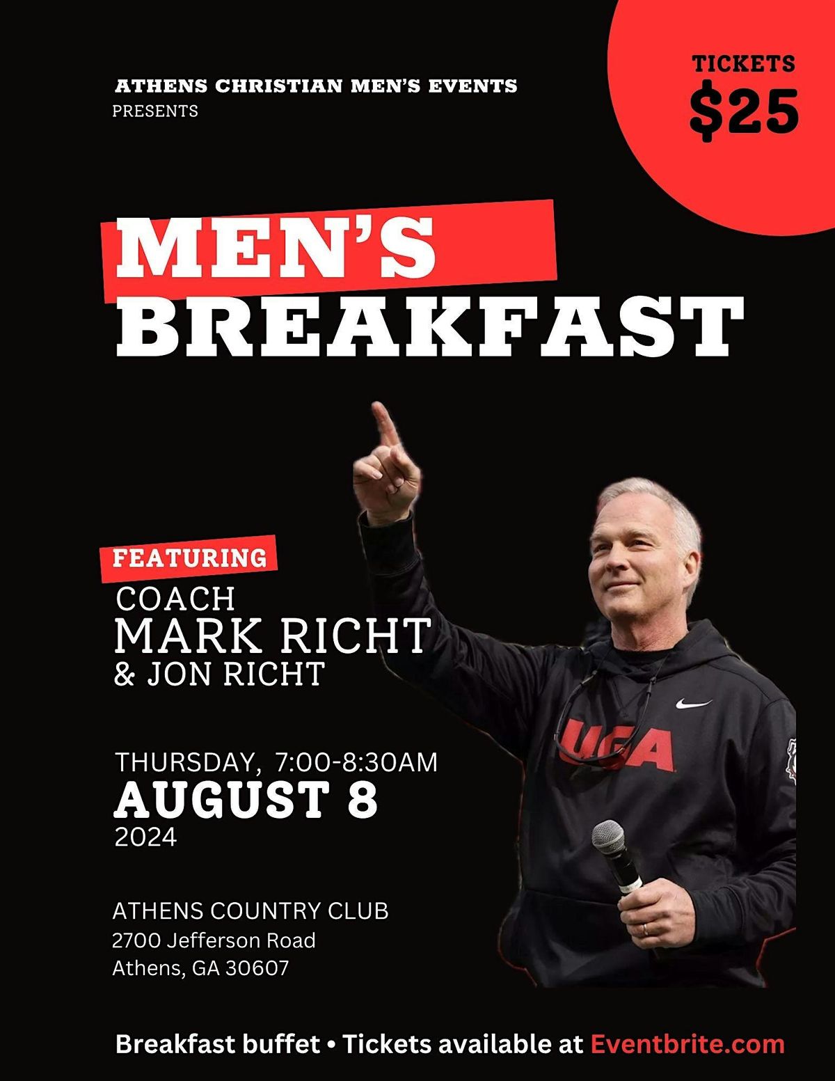 Mens Breakfast with Coach Mark Richt, Athens Country Club, 8 August ...