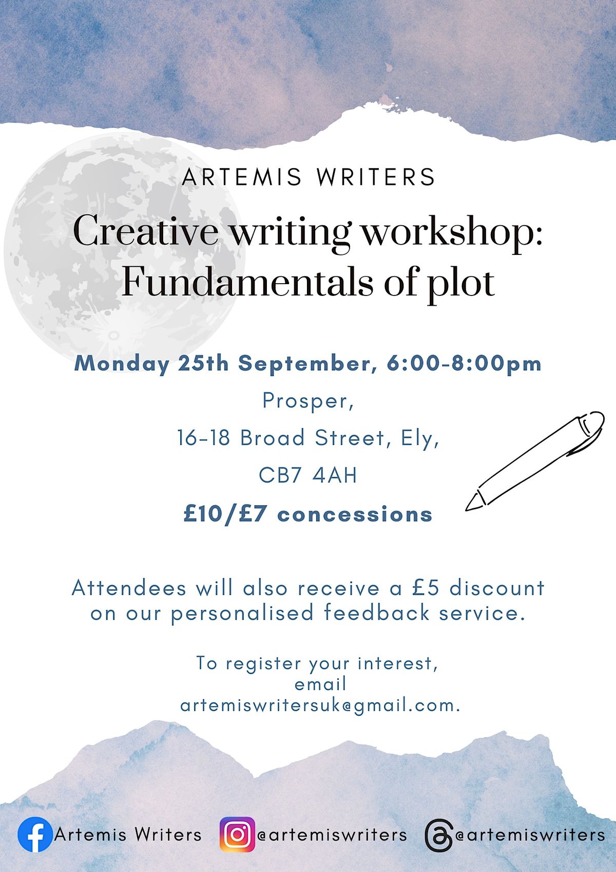 Creative Writing Workshop: Fundamentals of Plot, Prosper, Ely, 25 ...