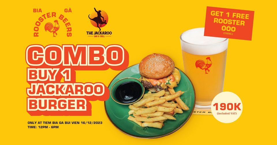 Rooster Beers x Jackaroo Burger Beer Combo, Tiệm Bia Gà - Rooster Beers Taproom (Bùi Viện), Ho ...