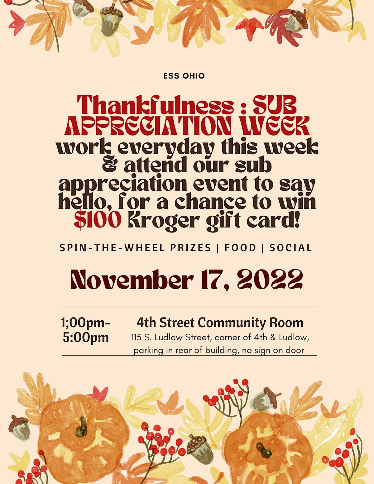 Substitute Appreciation Event, 4th Street Community Room (Corner of 4th ...