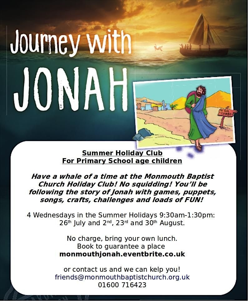 Journey With Jonah Holiday Club. FOUR Wednesdays - Age 5 -11 Children ...