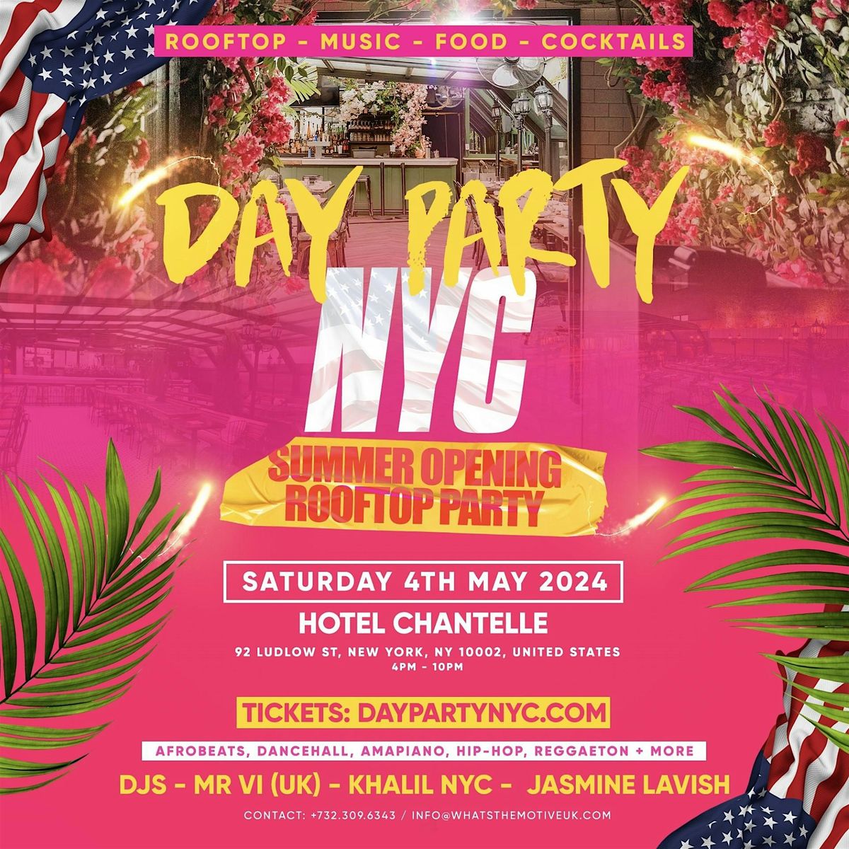 DAY PARTY NYC - New Yorks Biggest Rooftop Day Party, Hotel Chantelle ...