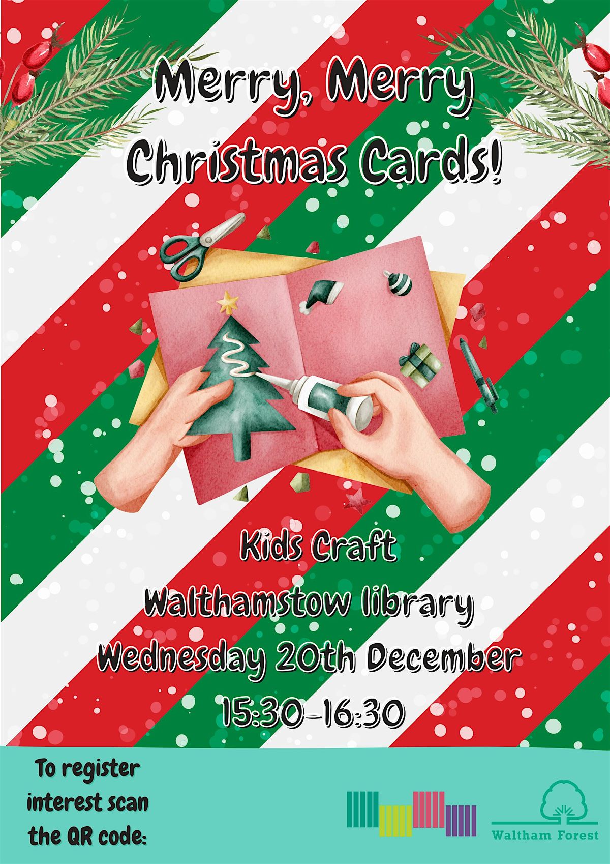 Merry, Merry Christmas Cards! - Kids craft at Walthamstow Library, Walthamstow Library, London ...