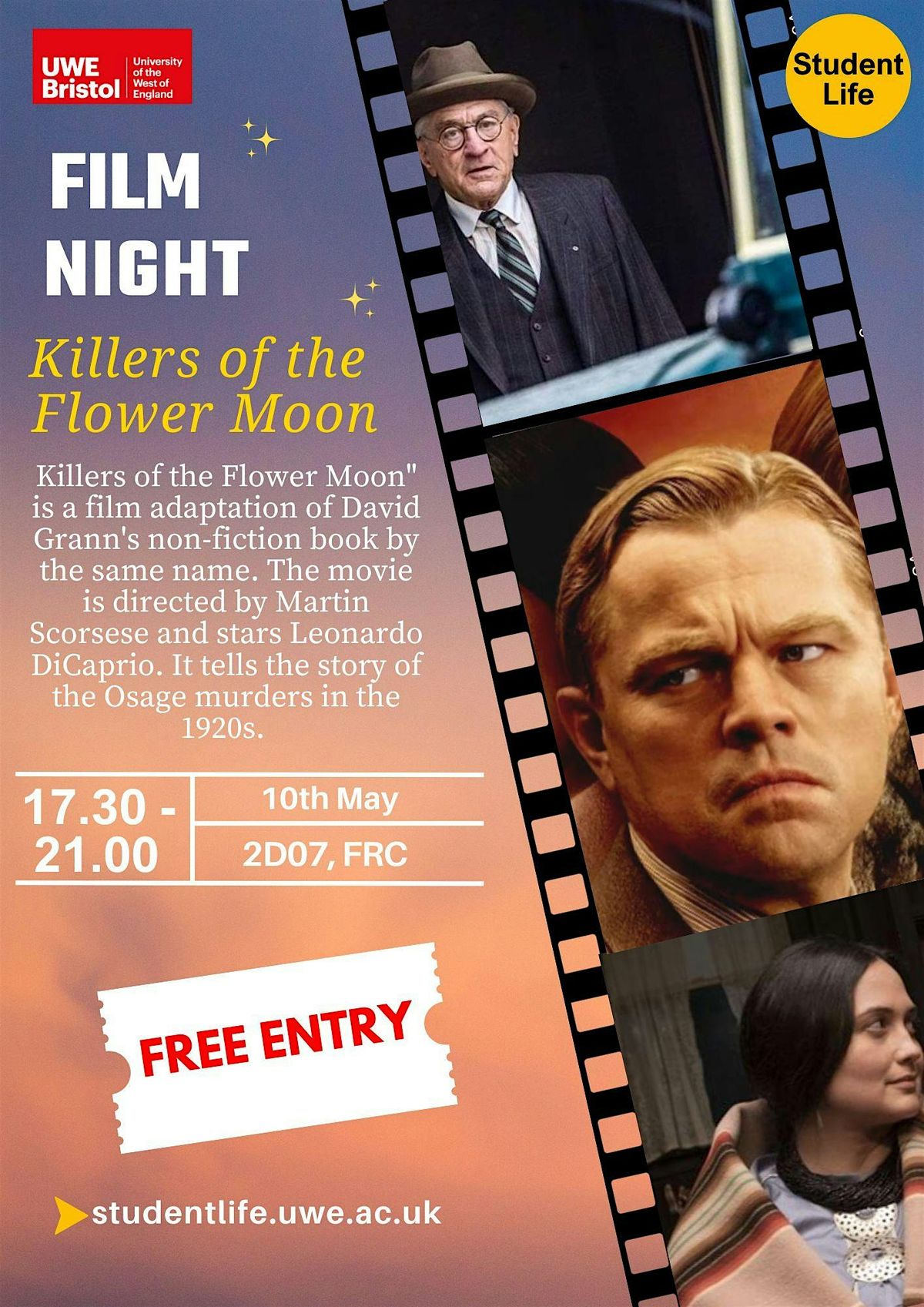 Film Night - Killers of the Flower Moon, Frenchay Campus Library, Stoke ...