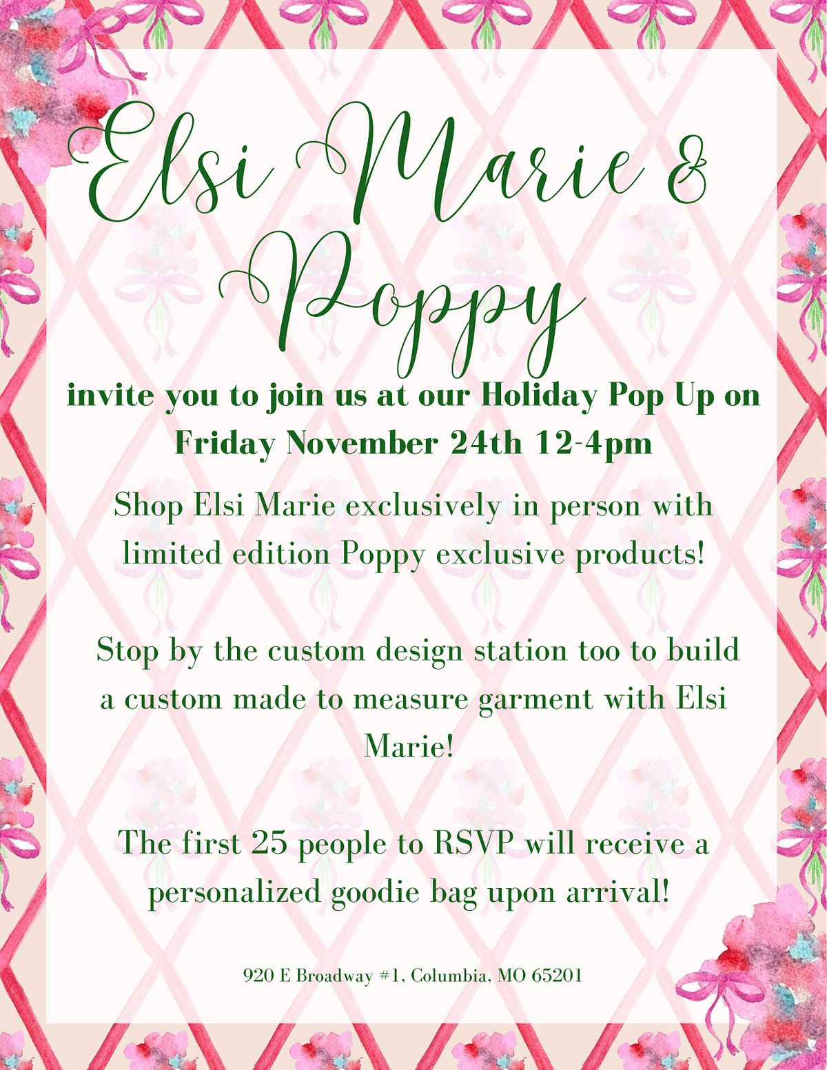 Elsi Marie and Poppy Holiday Pop Up, Poppy Made by Hand, Columbia, 24 ...