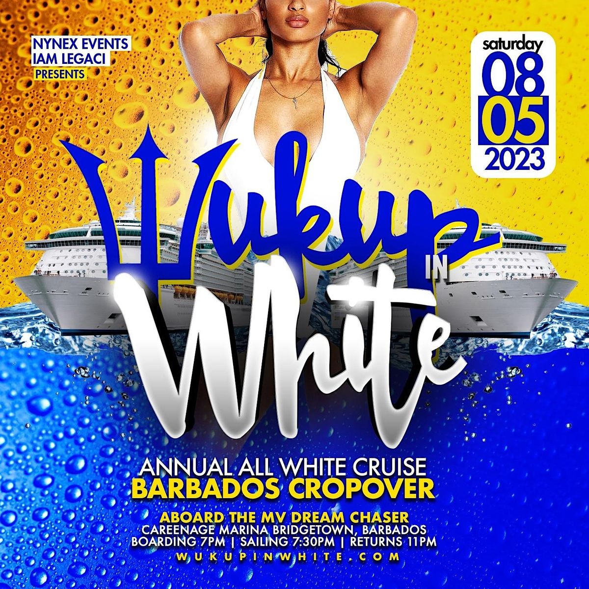 WUK UP IN WHITE The Annual All White Boat Ride · Barbados Crop Over 2023, THE MV DREAM CHASER ...