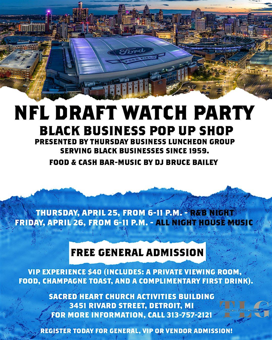 NFL Draft Watch Party & Black Business Pop-Up Shop, Sacred Heart Activities Building, Detroit ...