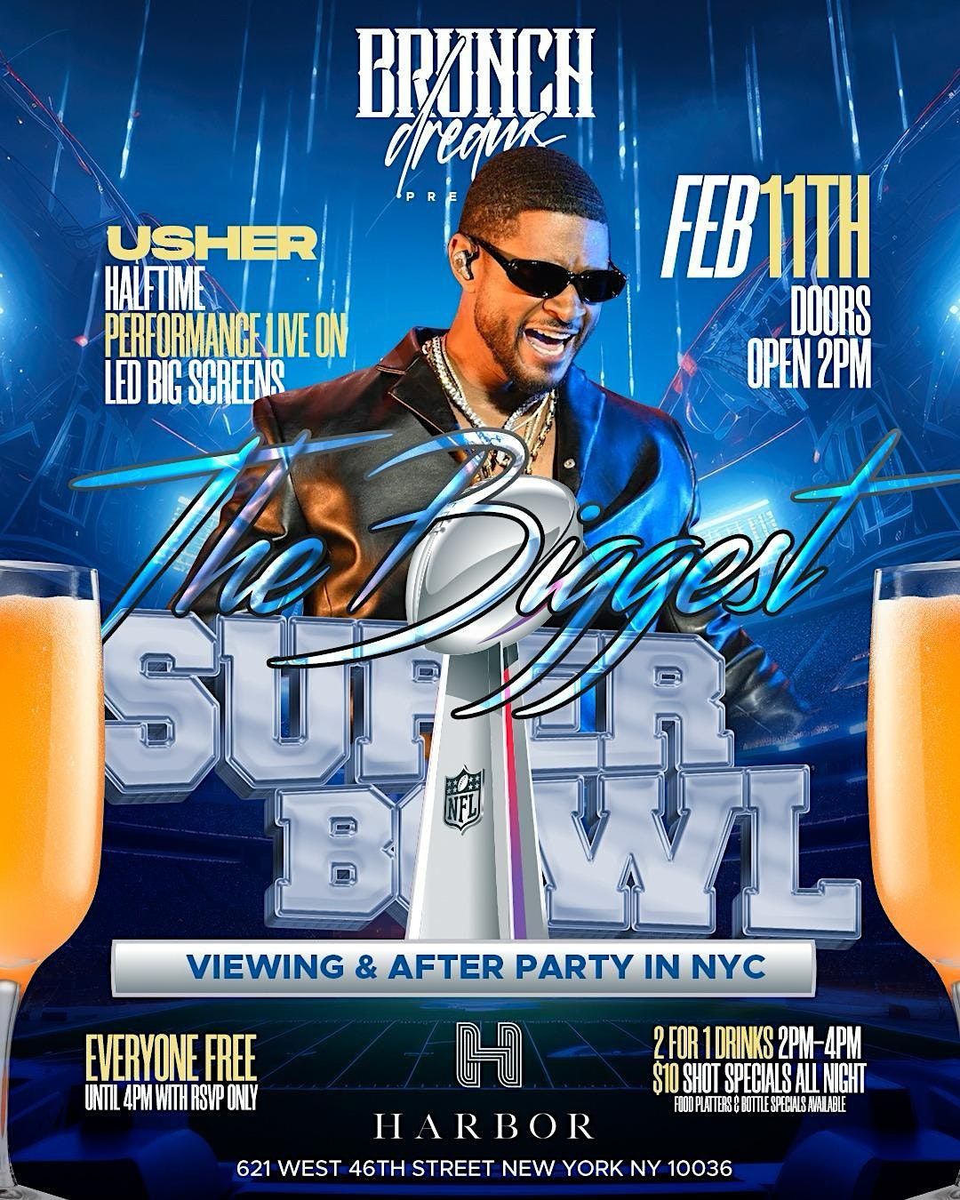 BRUNCH DREAMS PRESENTS: Super Bowl Brunch & Viewing Party at Harbor NYC ...