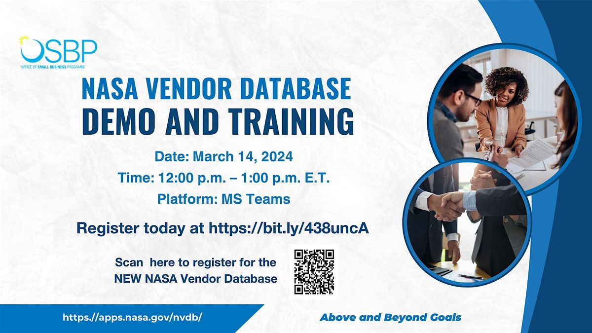 NASA Vendor Database Demo and Training for Public Users, March 14 2024 ...
