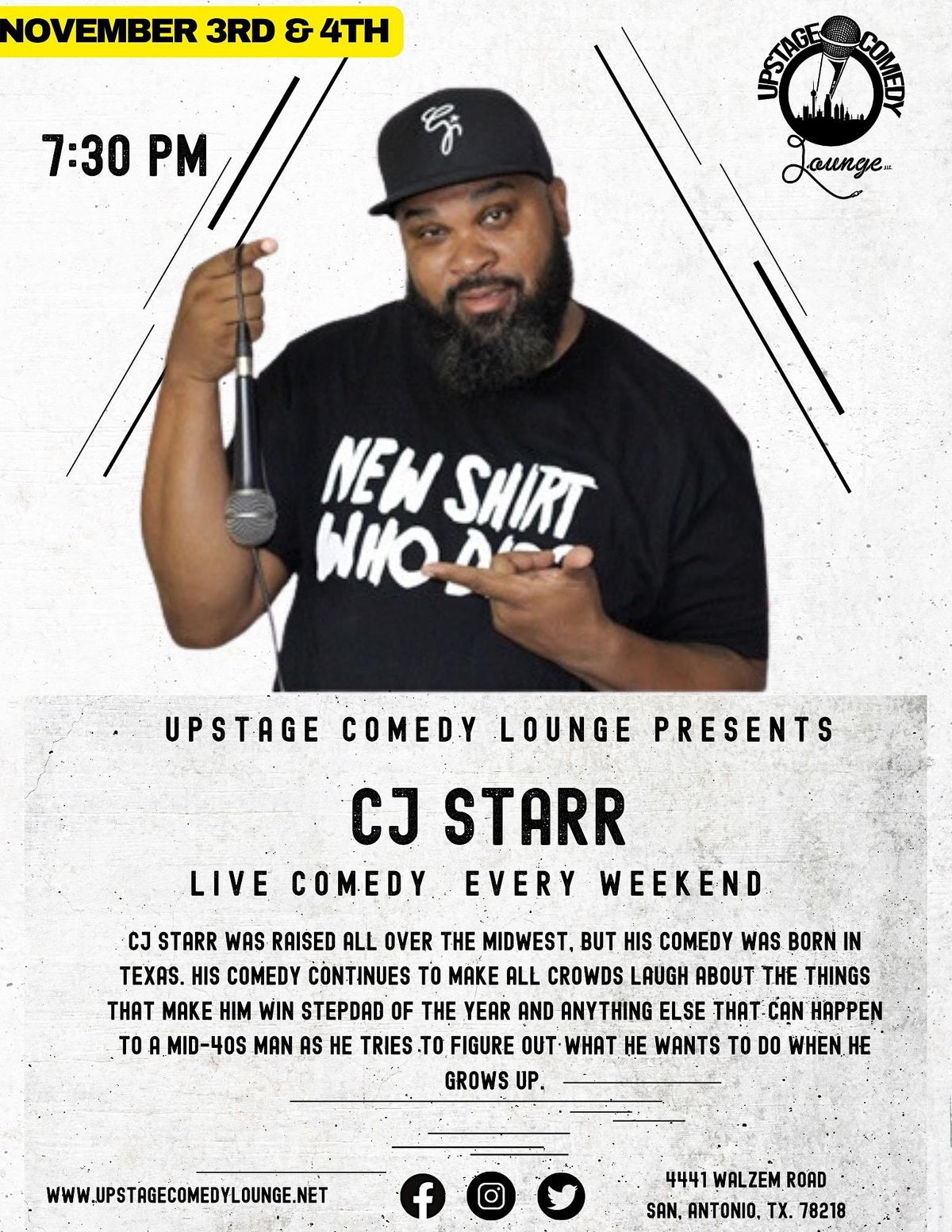CJ Starr Comedy Show, 4441 Walzem Rd, San Antonio, 4 November 2023 | AllEvents
