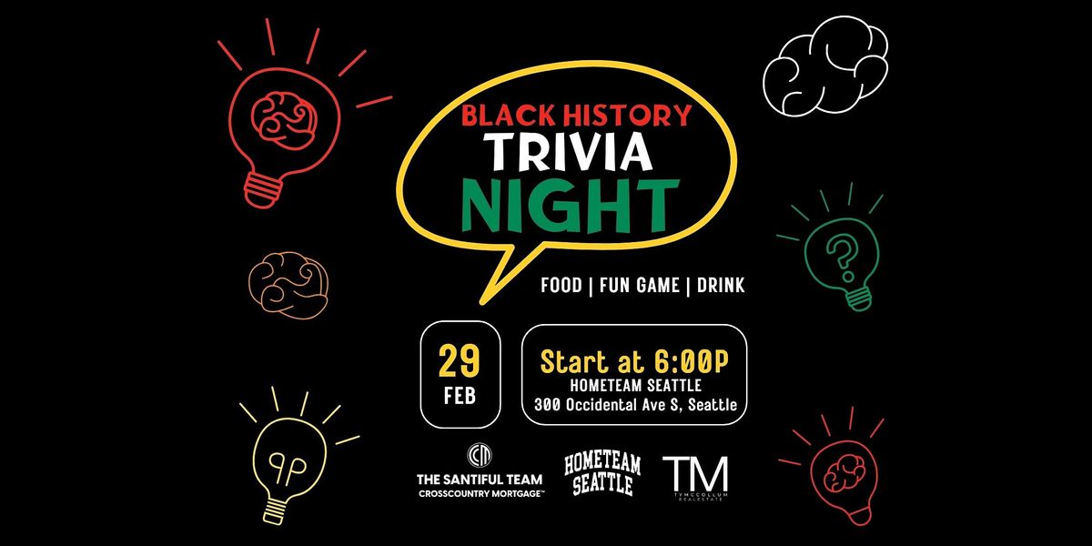 Black History Trivia Night, Hometeam Gallery, Occidental Avenue South, Seattle, WA, USA, 29 ...