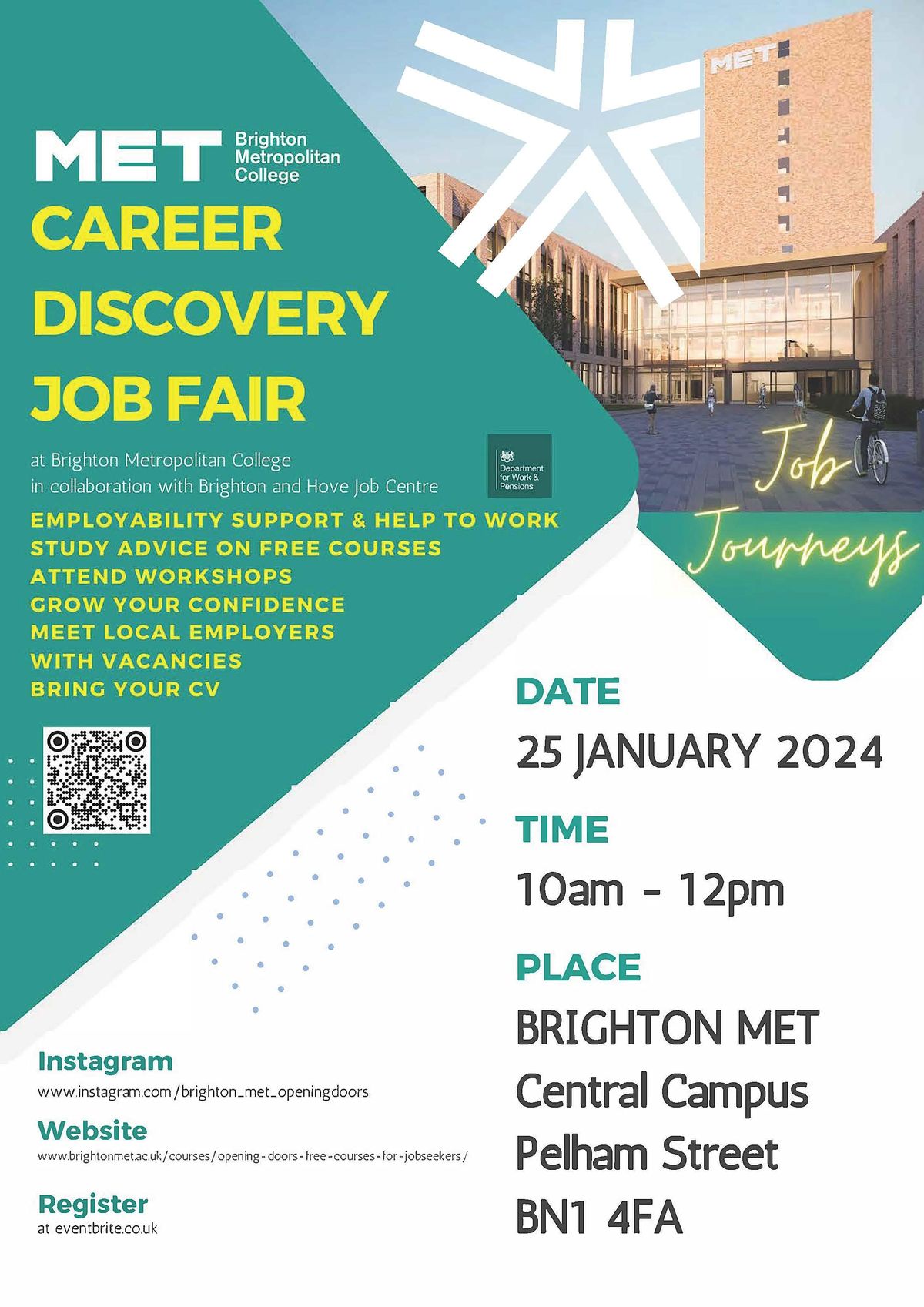 Career Discovery JOB FAIR at Brighton MET College, BN1 4FA, Brighton ...