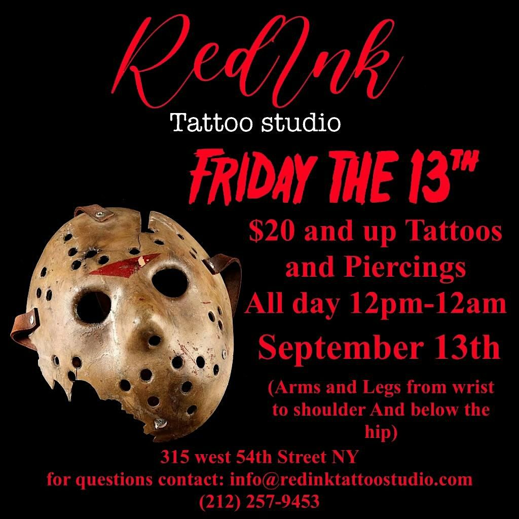 FLASH $20 AND UP TATTOOS AND PIERCINGS FRIDAY THE 13TH SEPTEMBER 13TH ...