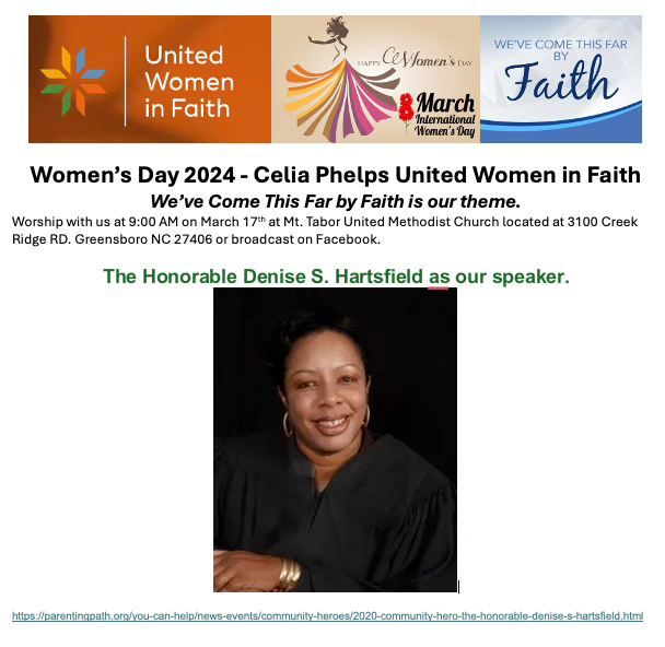 Woman’s Day 2024 - Celia Phelps UMC United Women in Faith , Mount Tabor ...