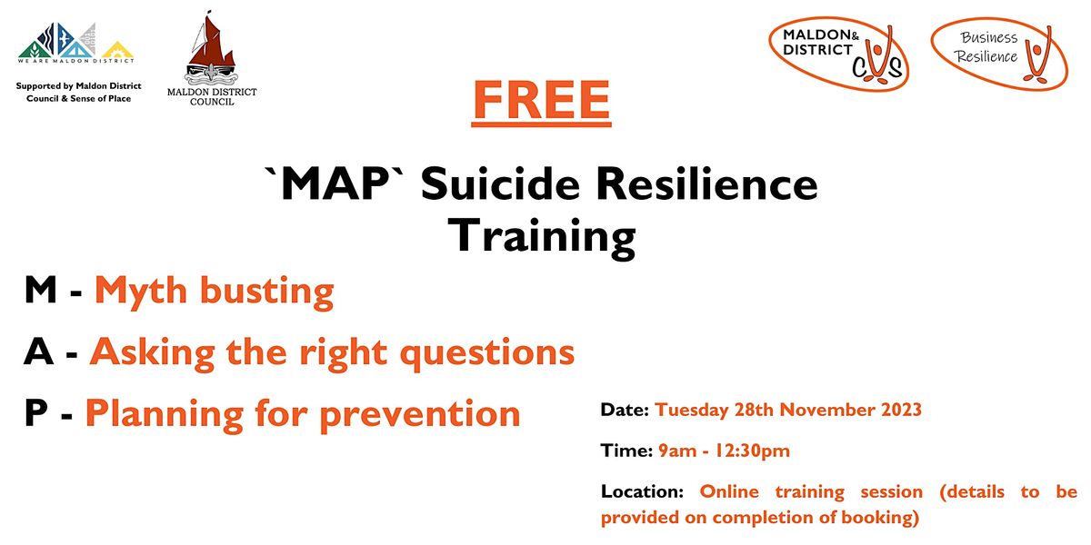 MAP Suicide Resilience Training Workshop, November 28 2023 | Online ...