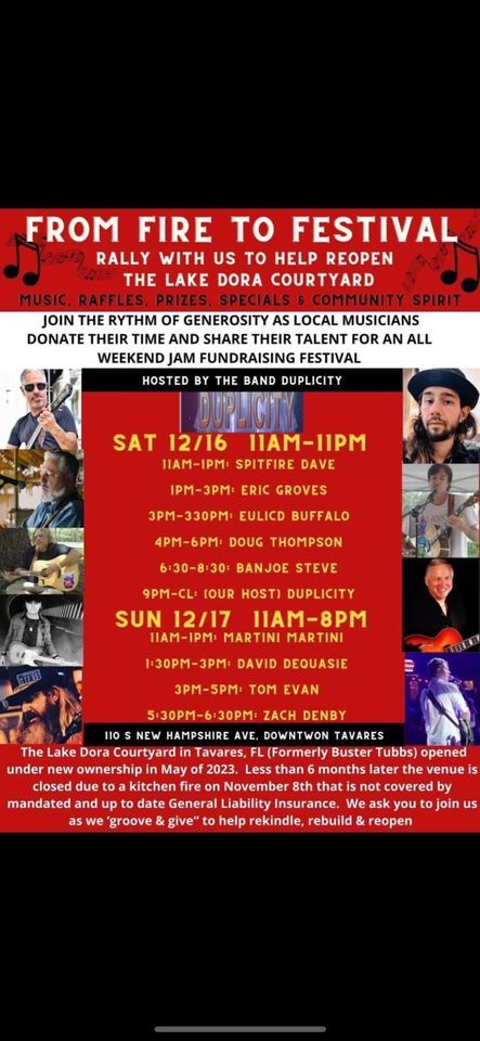 From fire to festival - Lake Dora courtyard benefit concert, The Lake ...