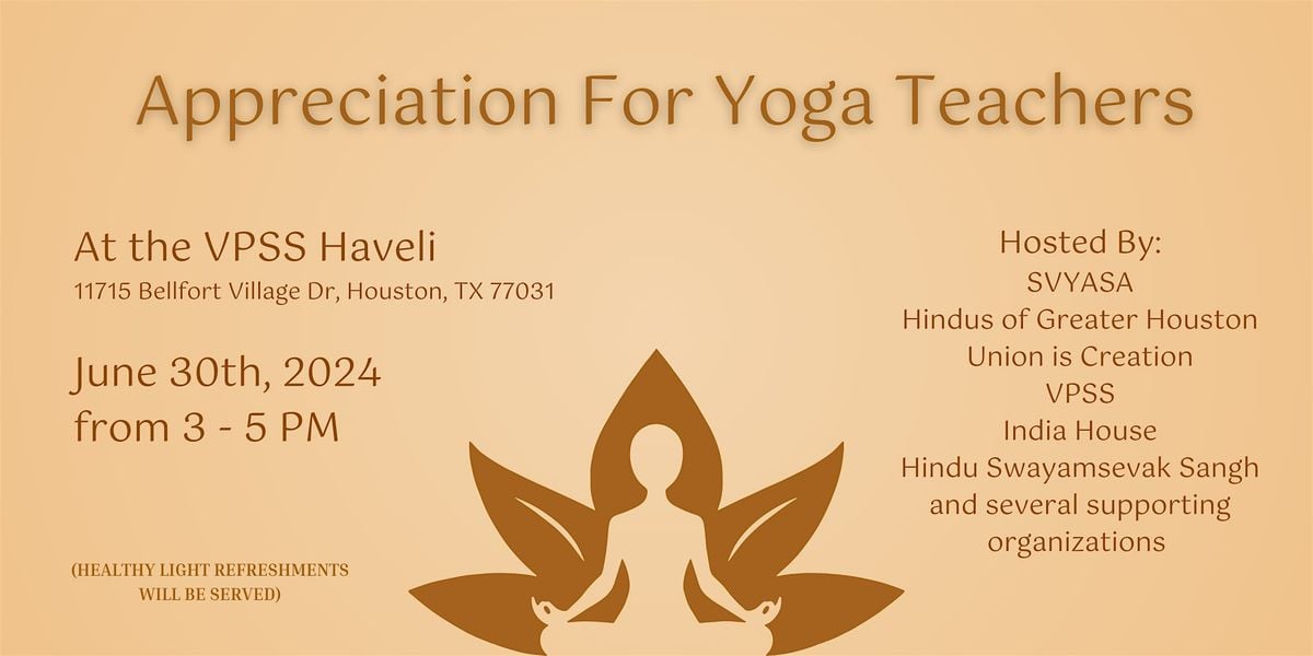 Appreciation for Yoga Teachers, 11715 Bellfort Village Dr, Houston, 30 ...