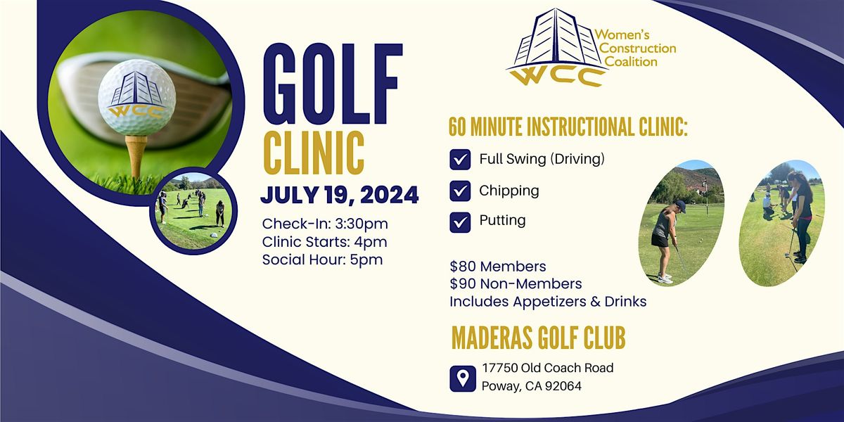 July WCC Golf Clinic, Maderas Golf Club, Poway, 19 July 2024 | AllEvents.in