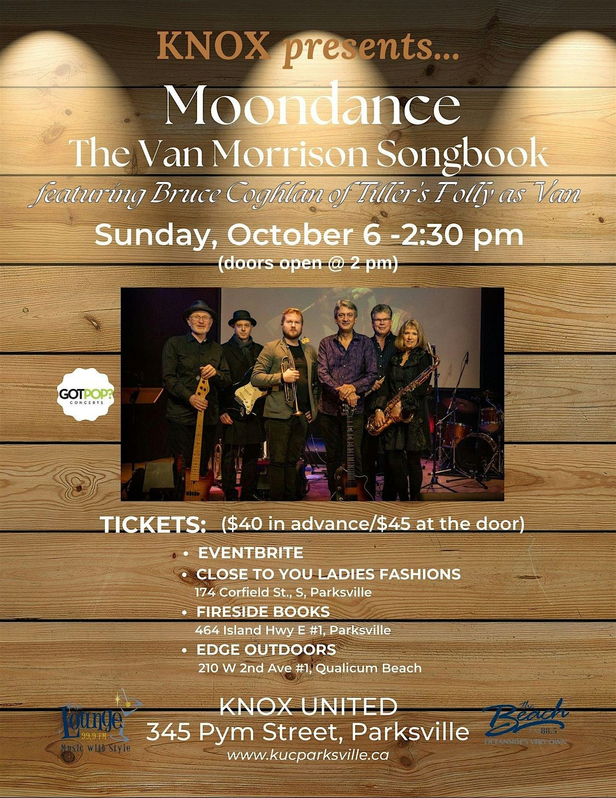 Knox presents...Moondance, The Van Morrison Songbook on Sunday, October ...