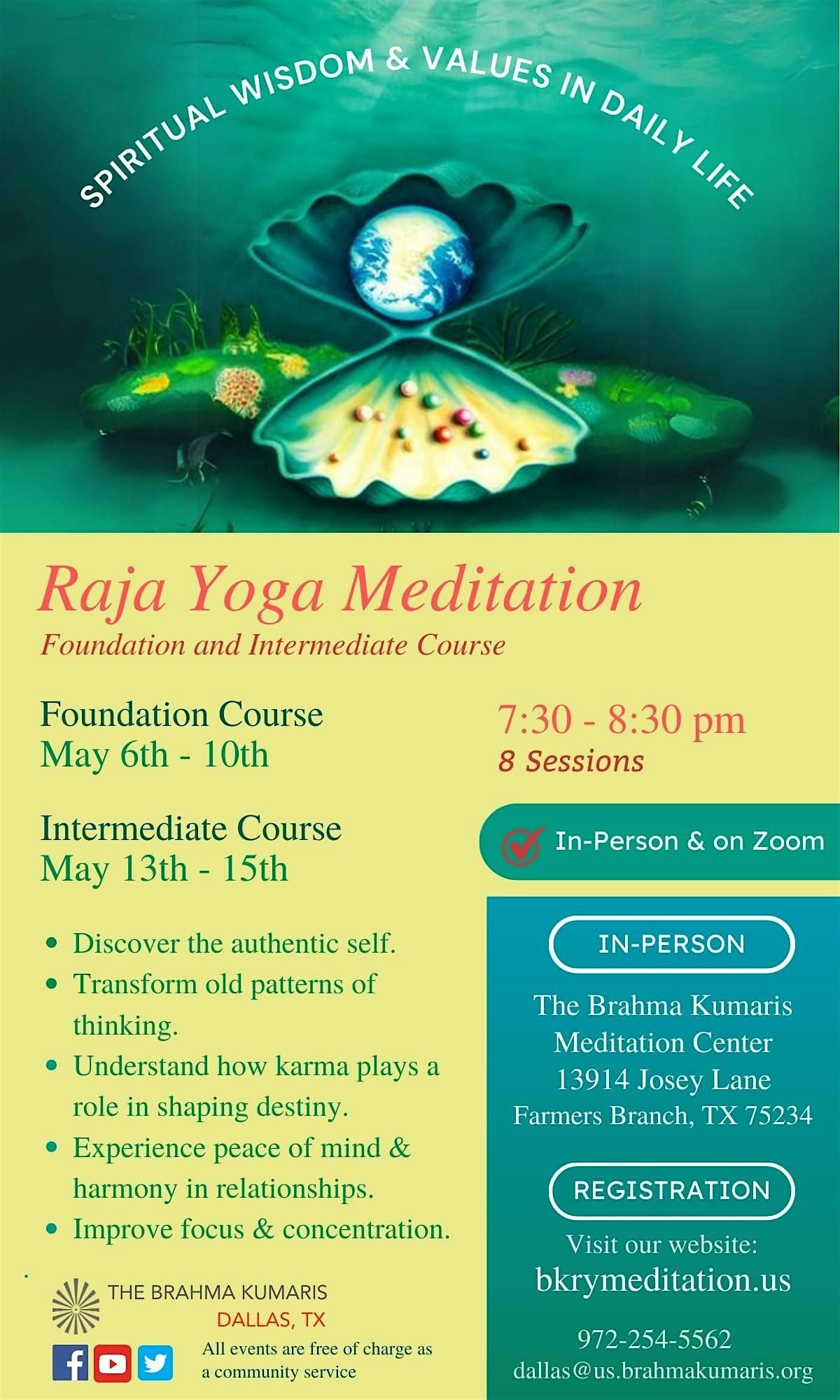 Raja Yoga Meditation- Foundation and Intermediate Courses, Brahma ...